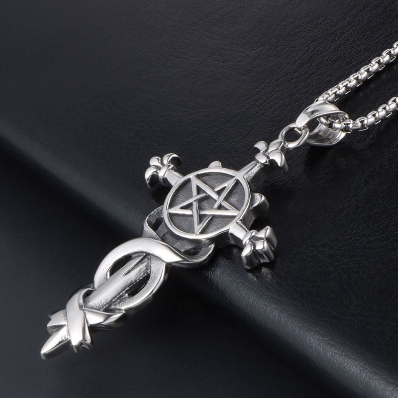 Retro stainless steel cross pendant necklace men f... – Grandado