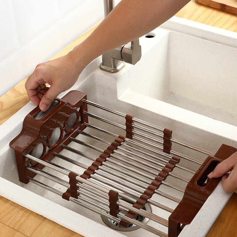 Stainless Steel Retractable Kitchen Sink Rack Frui... – Grandado