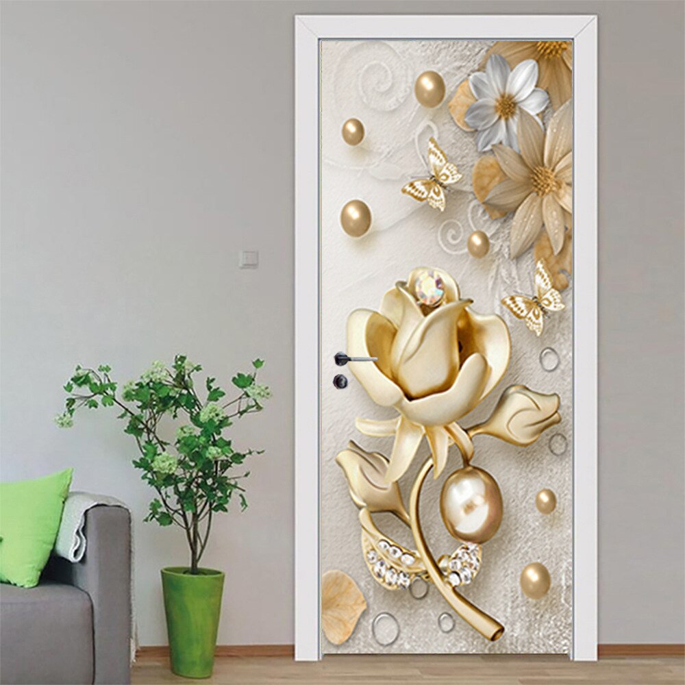 Door Mural 3D Golden Flower Door Sticker Restauran... – Vicedeal