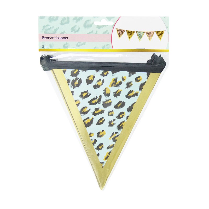 3m Gold Foil Leopard Paper Flag Banner Bunting Bir... – Grandado