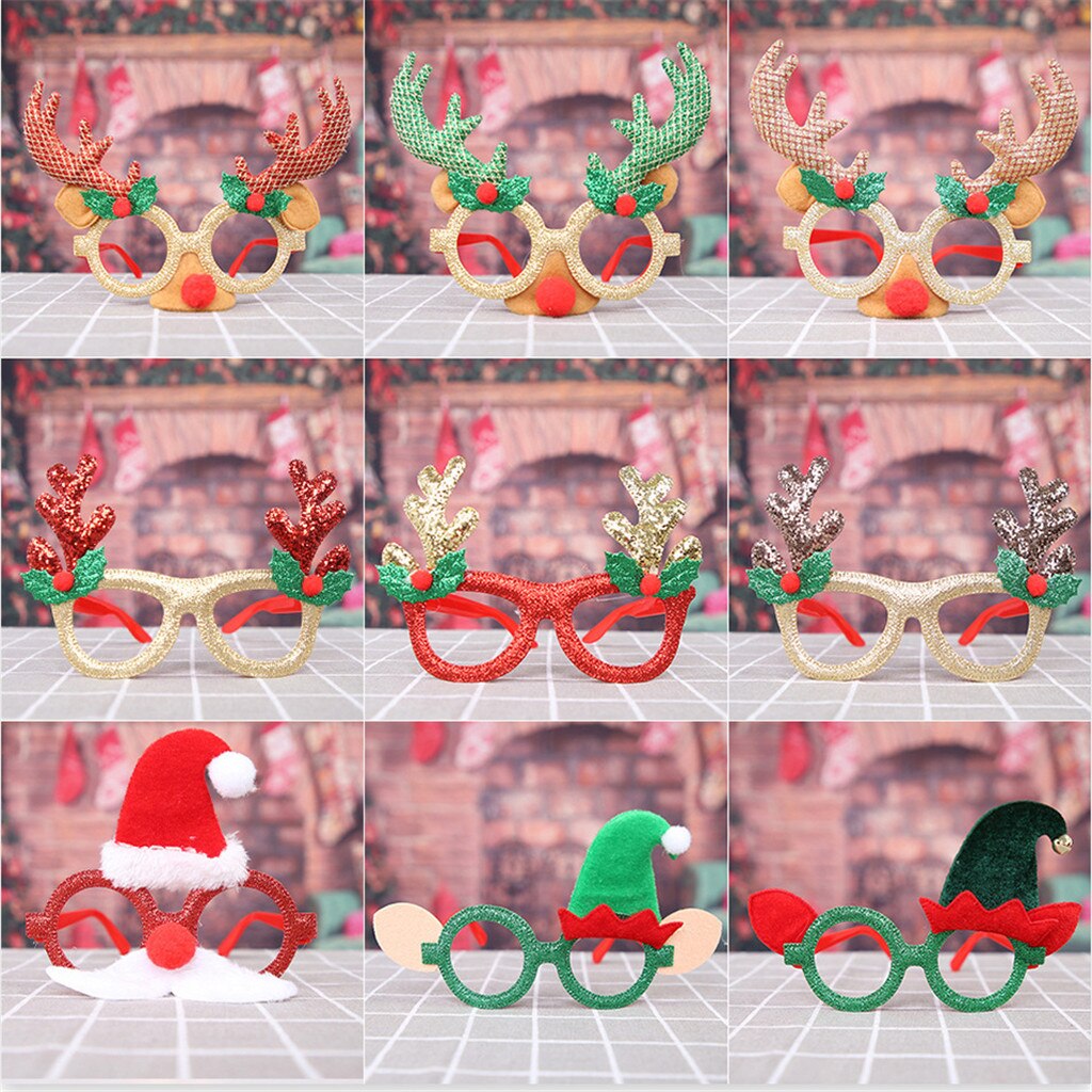 Christmas Cute Cartoon Glasses Frame Glittered Eye... – Grandado