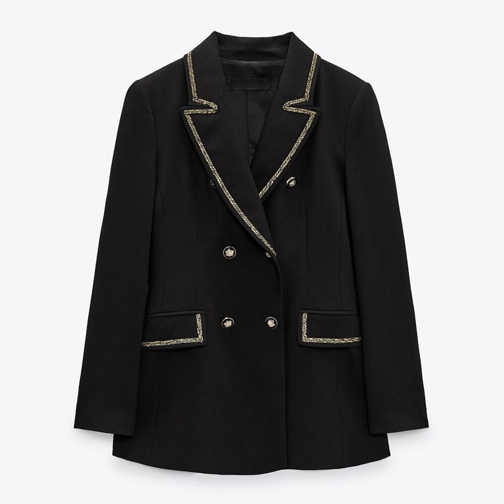 2022 Mode Double Breasted Tweed Check Vrouwen Blaz... – Vicedeal