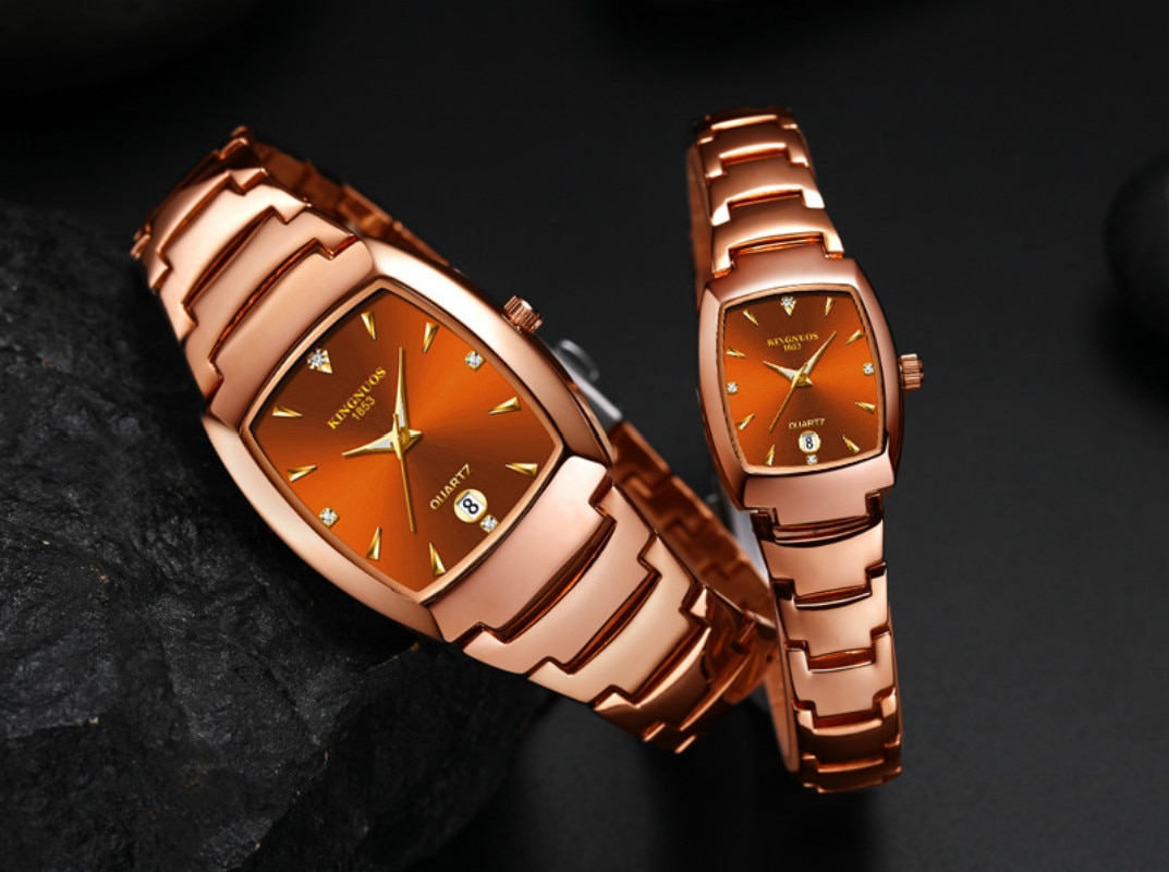 1pc Full Steel Steel Rectangle Couple Watchs Coupl... – Grandado