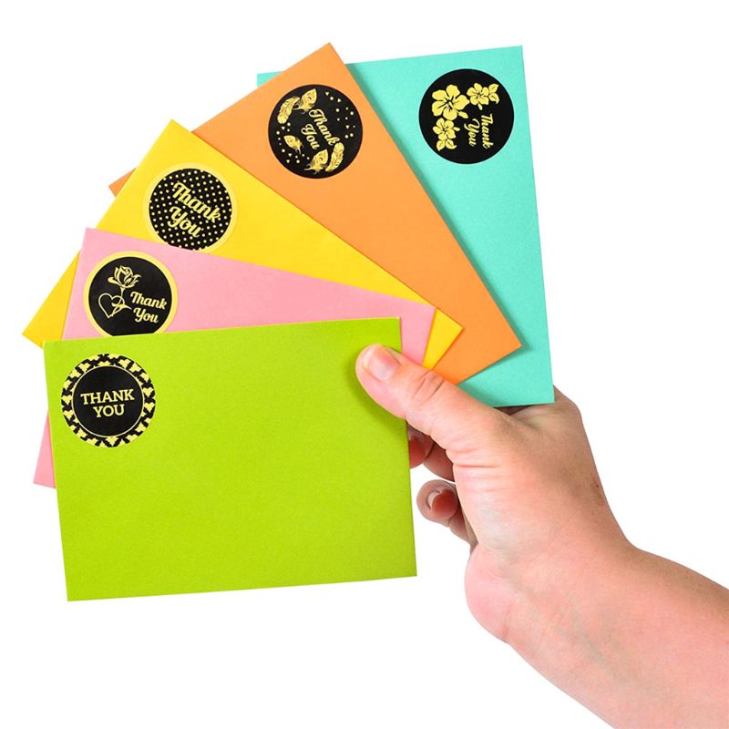 500Pcs 5 Ontwerpen Dank U Stickers Goud Folie Seal... – Grandado