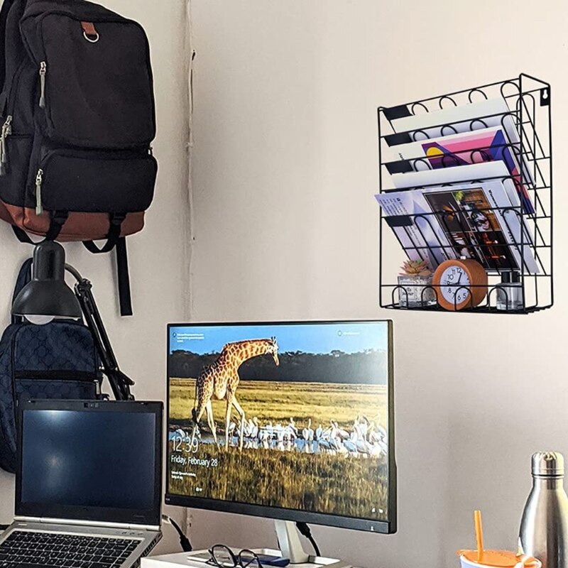 6 Pocket Metal Hanging Wall File Holder Wall Mount... – Grandado