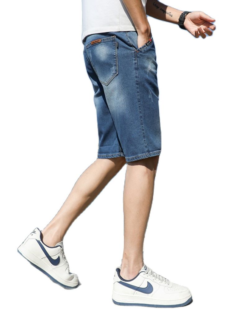 Denim Shorts Men Stretched Straight Oversized Blue... – Grandado