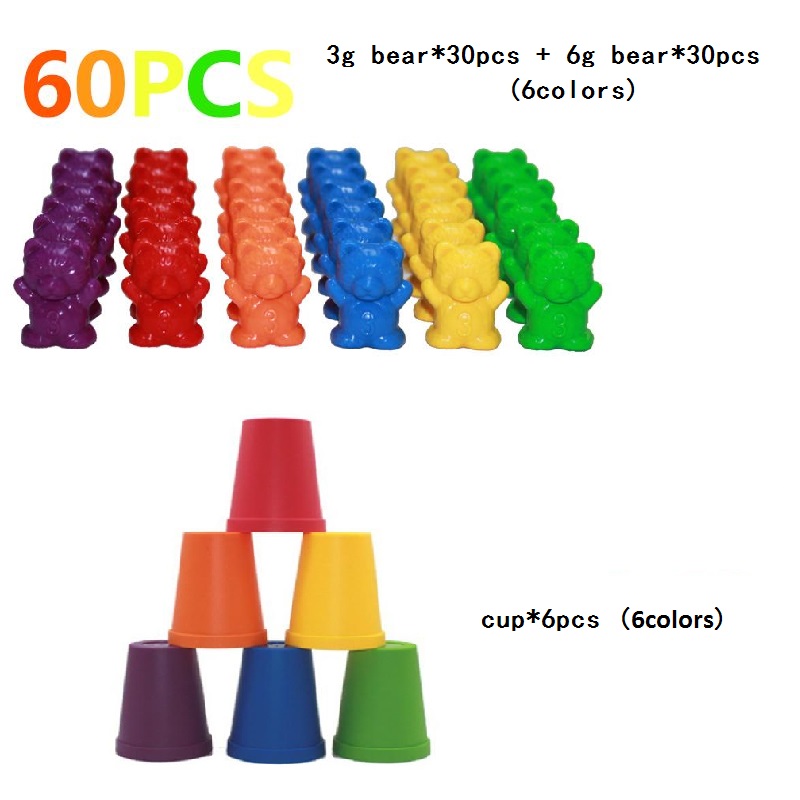 Counting Bears With Stacking Cups - Montessori Rai... – Grandado