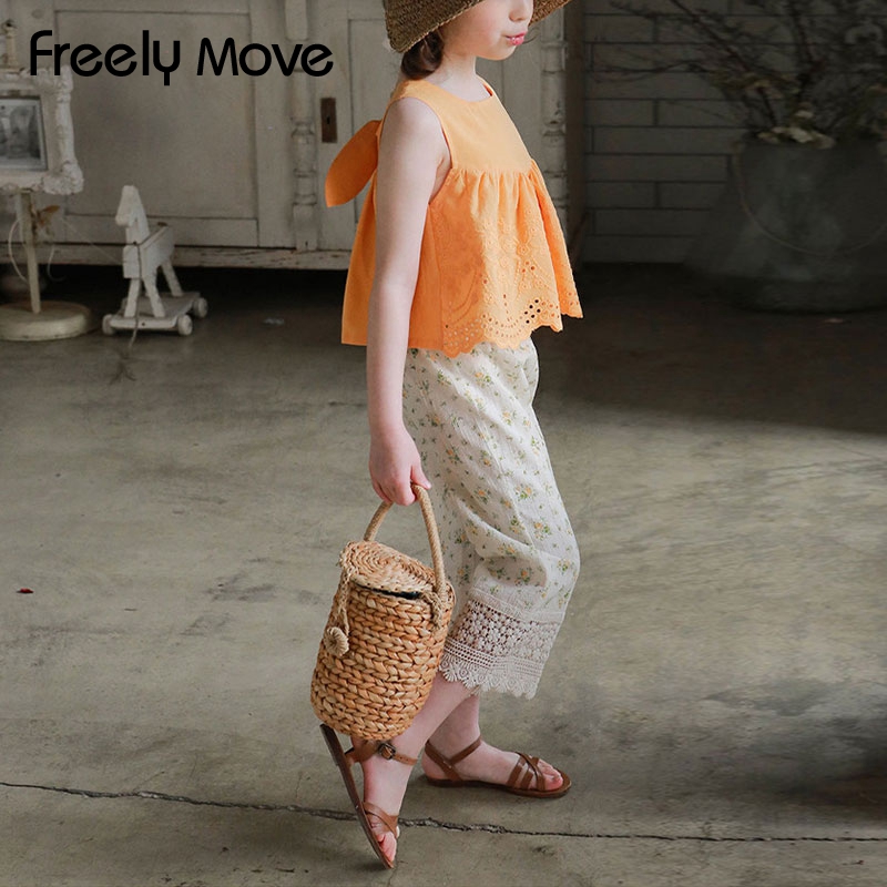 Freely Move Kids Girls Summer Clothes Outfit Sleev... – Grandado
