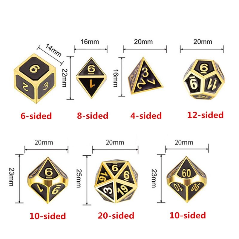 Metal Dice Set Dnd Board Game 7Pcs Polyhedrale Dob... – Vicedeal