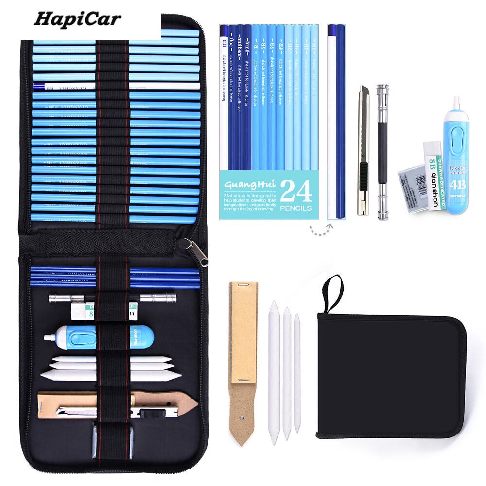 38pcs Sketch Pencil Set Sketching Drawing Kit Wood... – Grandado