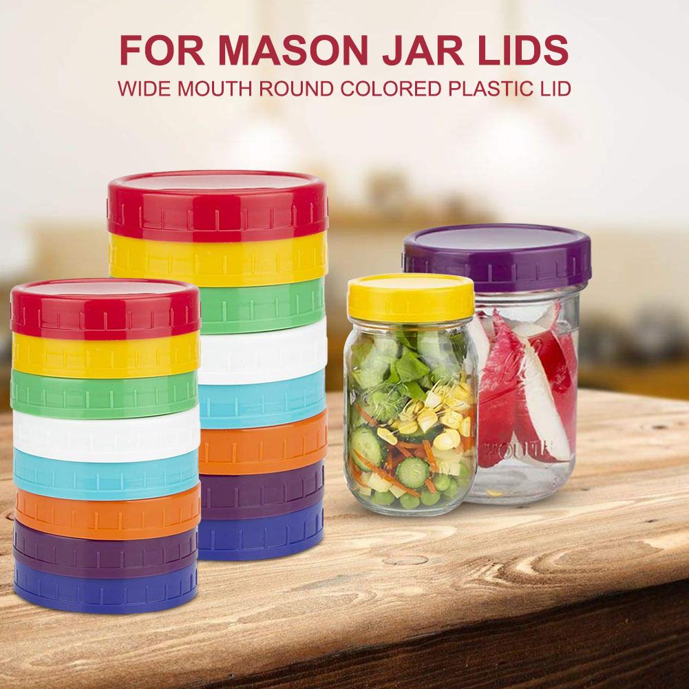 16PCS Mason Jar Lids Wide Mouth Round Colored Plas... – Grandado