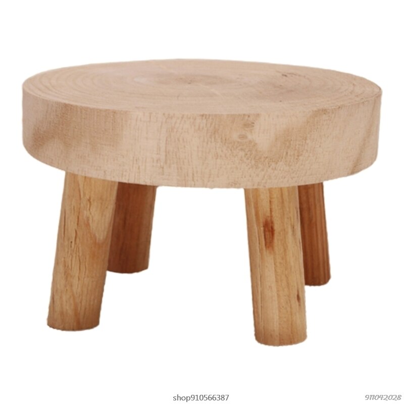 Solid Wood Round Bench Flower Pot Holder Plant Suc... – Grandado