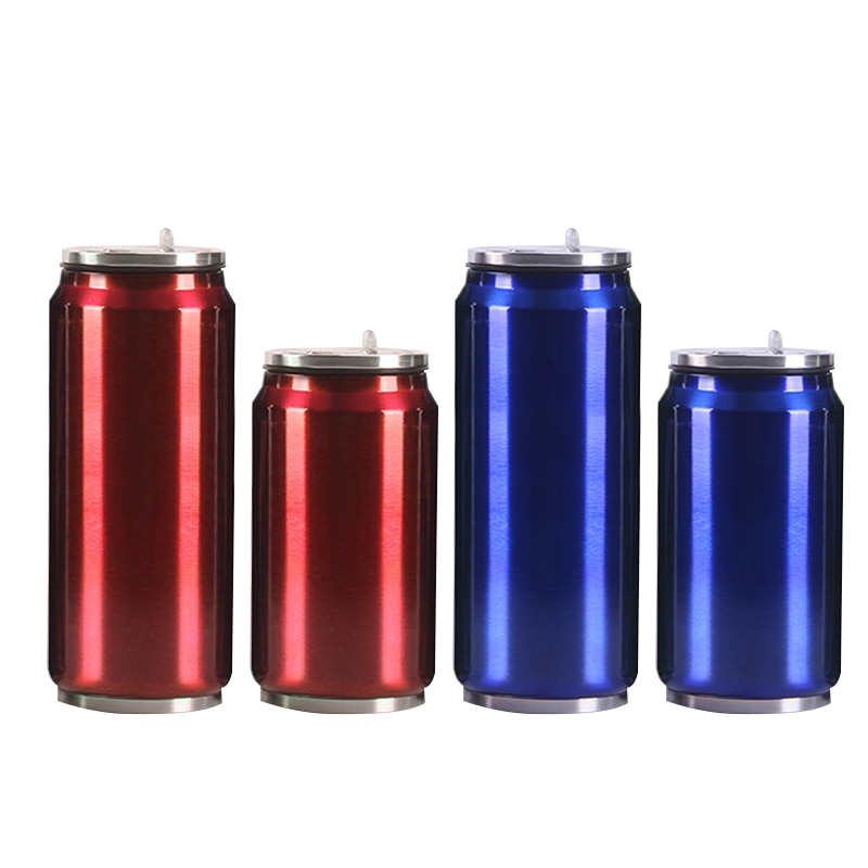 300/500ml Beverage Can With Straw stainless steel ... – Vicedeal