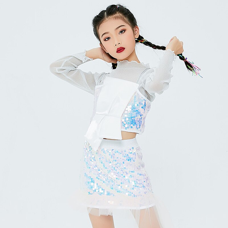 Long Sleeve Sequins Dance Costume Girls Jazz Perfo... – Grandado