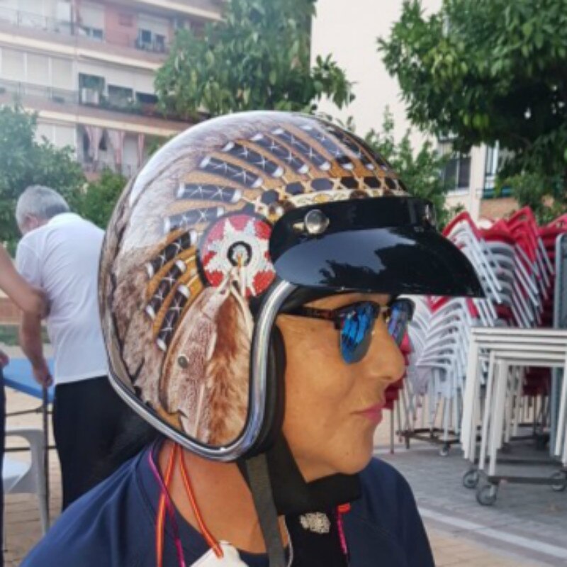 Motorhelm Indian Tekening Cafe Racer Helm Abs Shel... – Vicedeal