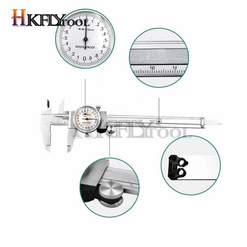 6" 0-150mm/0.02 Dial Caliper Shock-proof Stainless... – Grandado