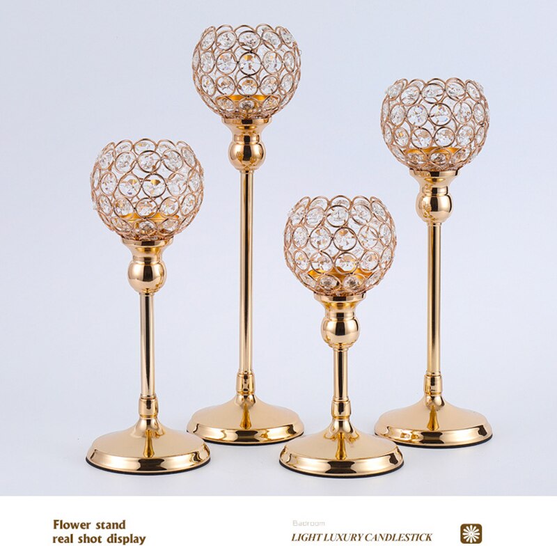 Gold Crystal Candlestick Metal Wedding Centerpiece... – Vicedeal
