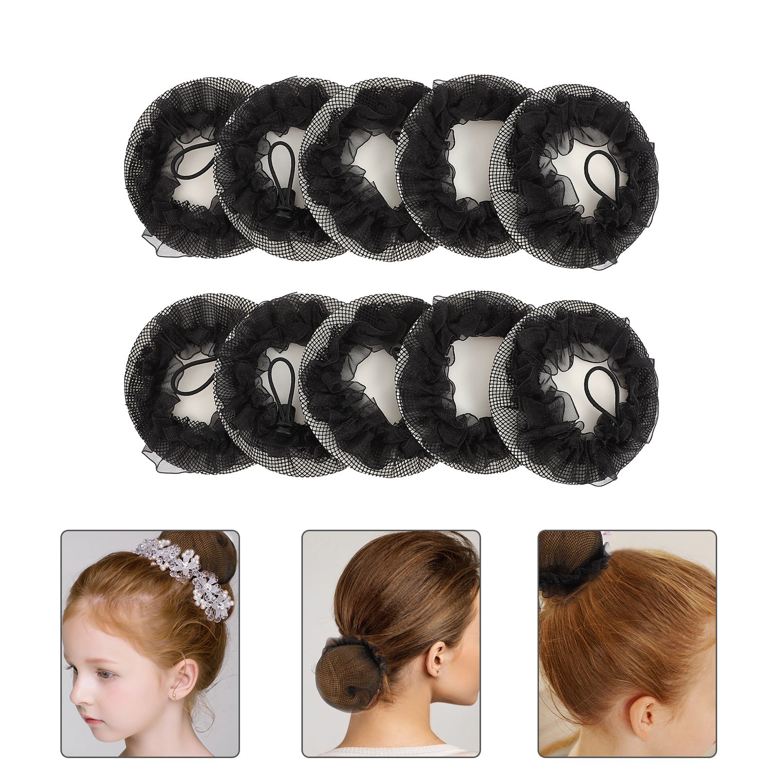 5/10Pcs Zwart Koord Bun Haar Netto Bun Cover Haarn... – Vicedeal