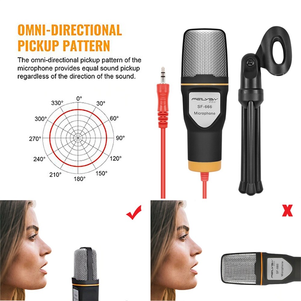 FELYBY SF666 Mic Studio Mikrofon Karaoke Gaming Co... – Grandado