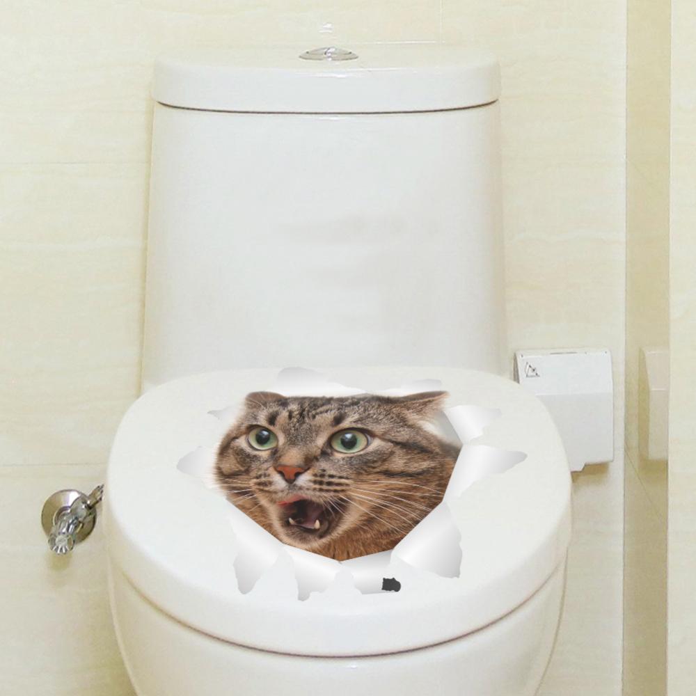 3D Cute Cat Wall Art Sticker Bathroom Toilet Lid C... – Grandado