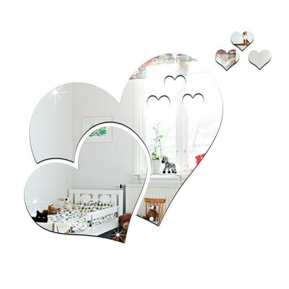 3D Mirror Heart Shape Wall Sticker Removable DIY H... – Grandado