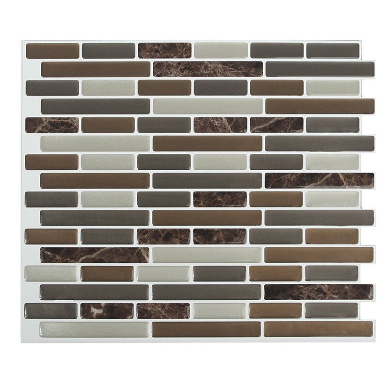 Self Adhesive Mosaic Tile Mixed Brown Marble Oblon... – Grandado