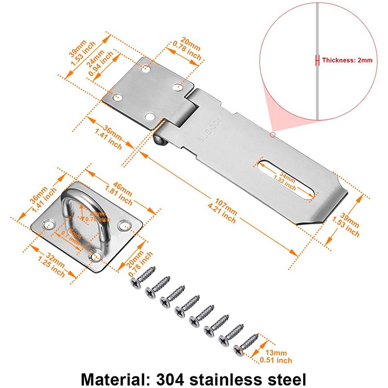 8Pcs 4.2 Inch Long Door Hasp Latch 2mm Thickness L... – Grandado