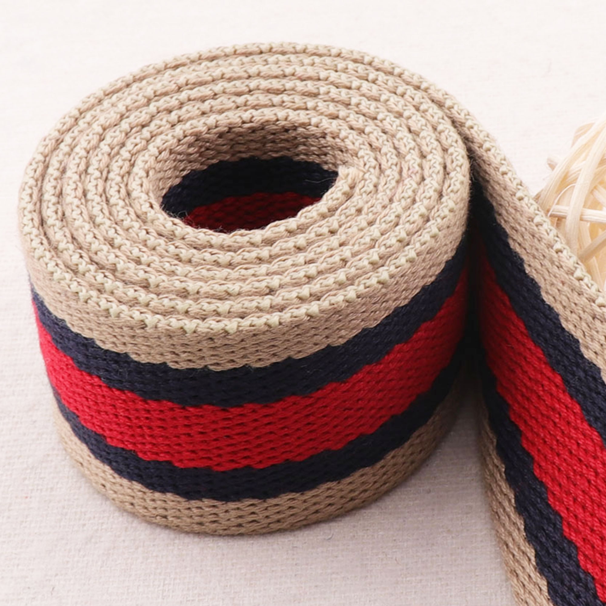 1 1/2 "bomuldsbånd okker marineblå rød stribet twill bånd tung vægt ...