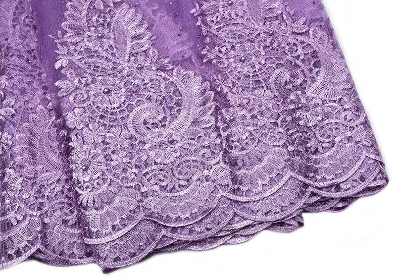 African French mesh lace fabric with African beads... – Grandado