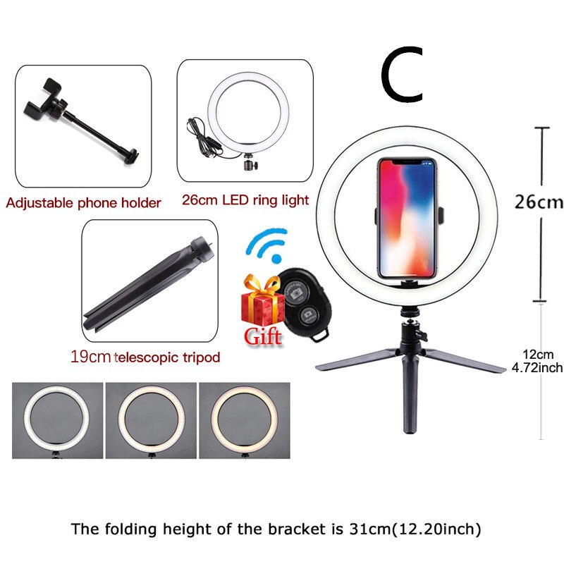16/26cm Led Ring Light Tripod Light Led Ring Light... – Vicedeal