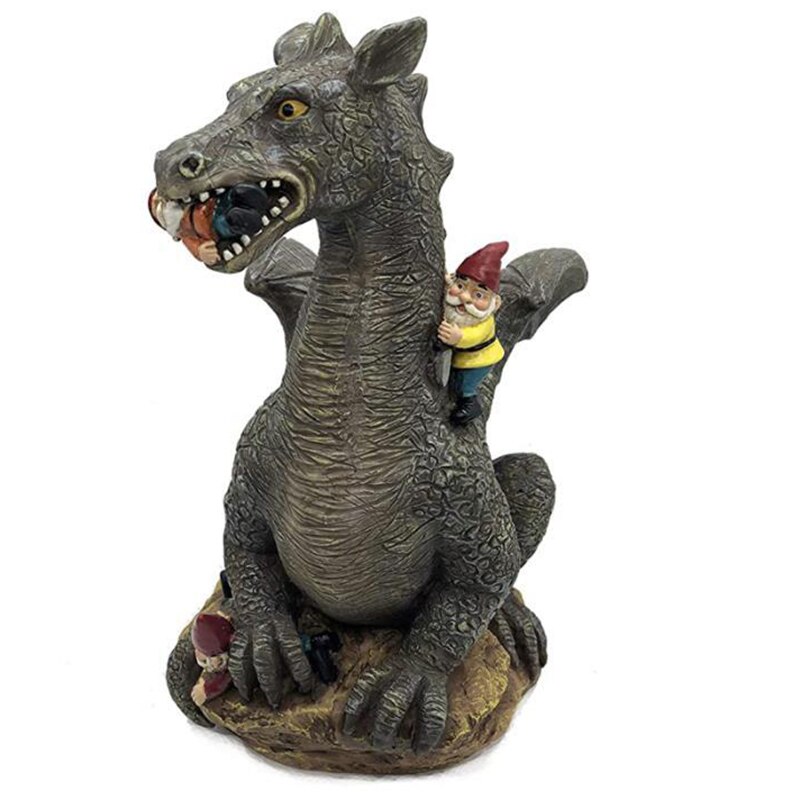 Dragon Eating Gnome Garden Statue Hilarious Outdoo... – Grandado