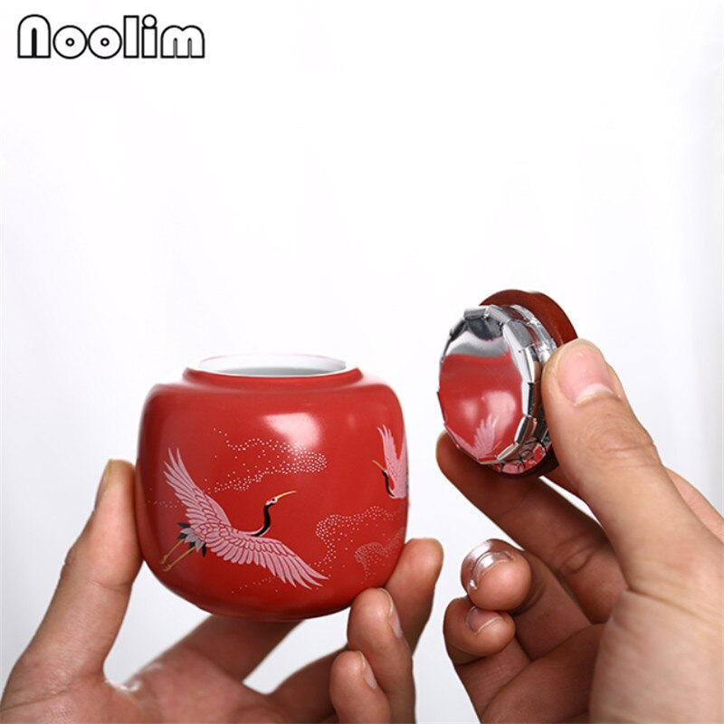 Small Portable Hand Painted Crane Tea Caddy Retro ... – Grandado