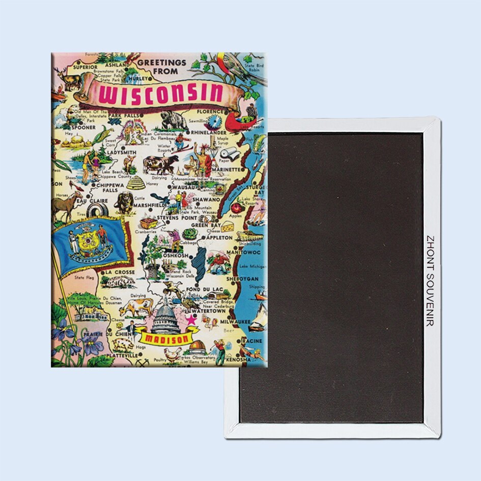 Decorative Fridge Magnets greetings from Wisconsin... – Vicedeal