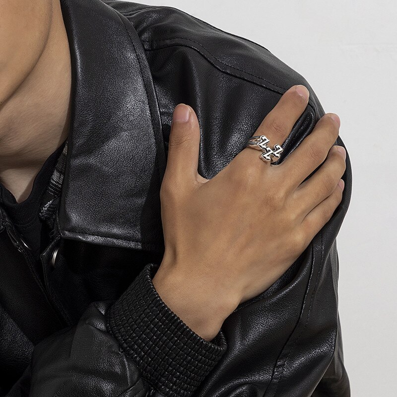 Gothic Punk Rings for Men, Signet Rings, Round Squ... – Grandado