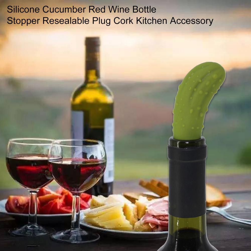 Silicone Cucumber Red Wine Bottle Stopper Resealab... – Grandado