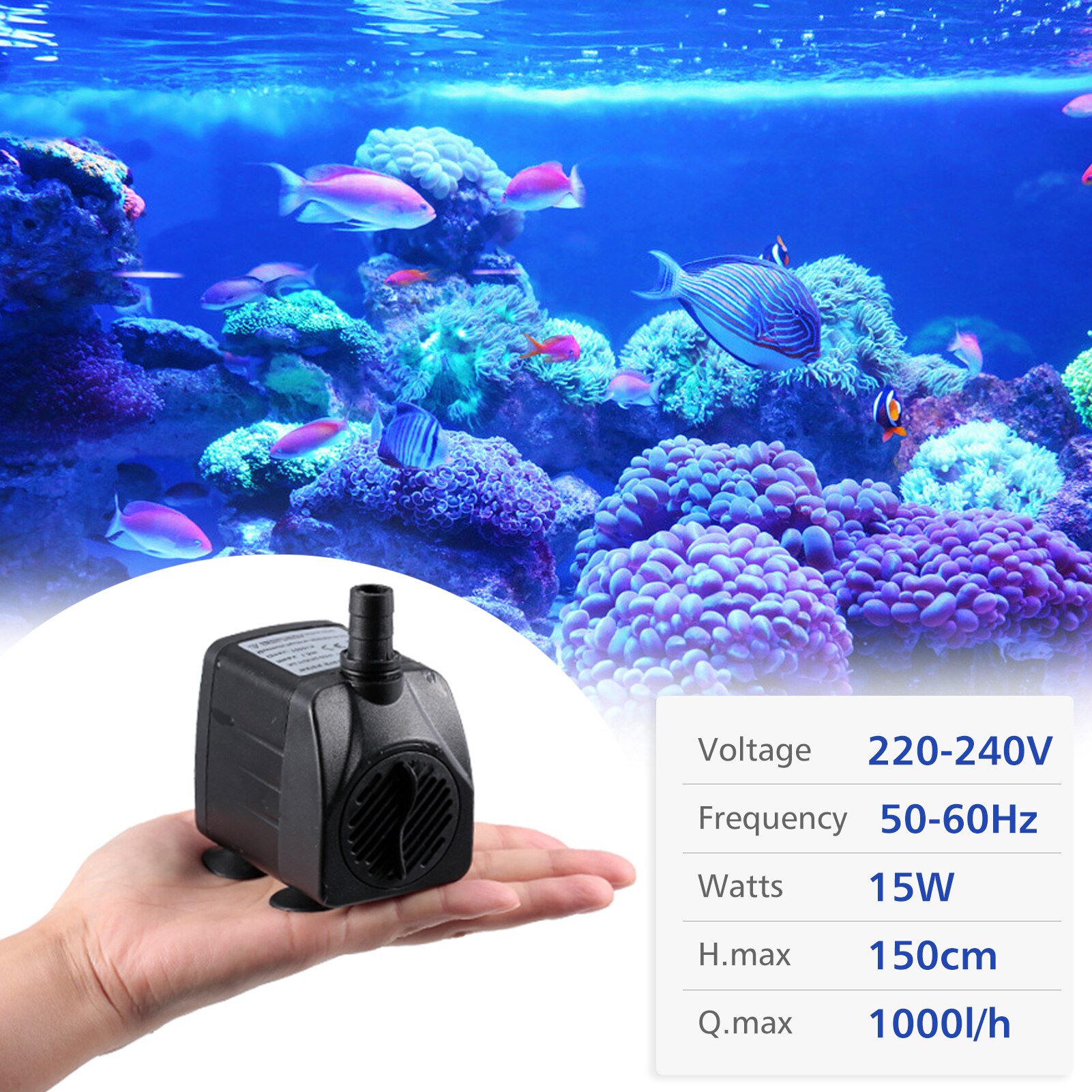 15W 1000L/H Ultra-Stille Dompelpomp Water Fontein ... – Grandado