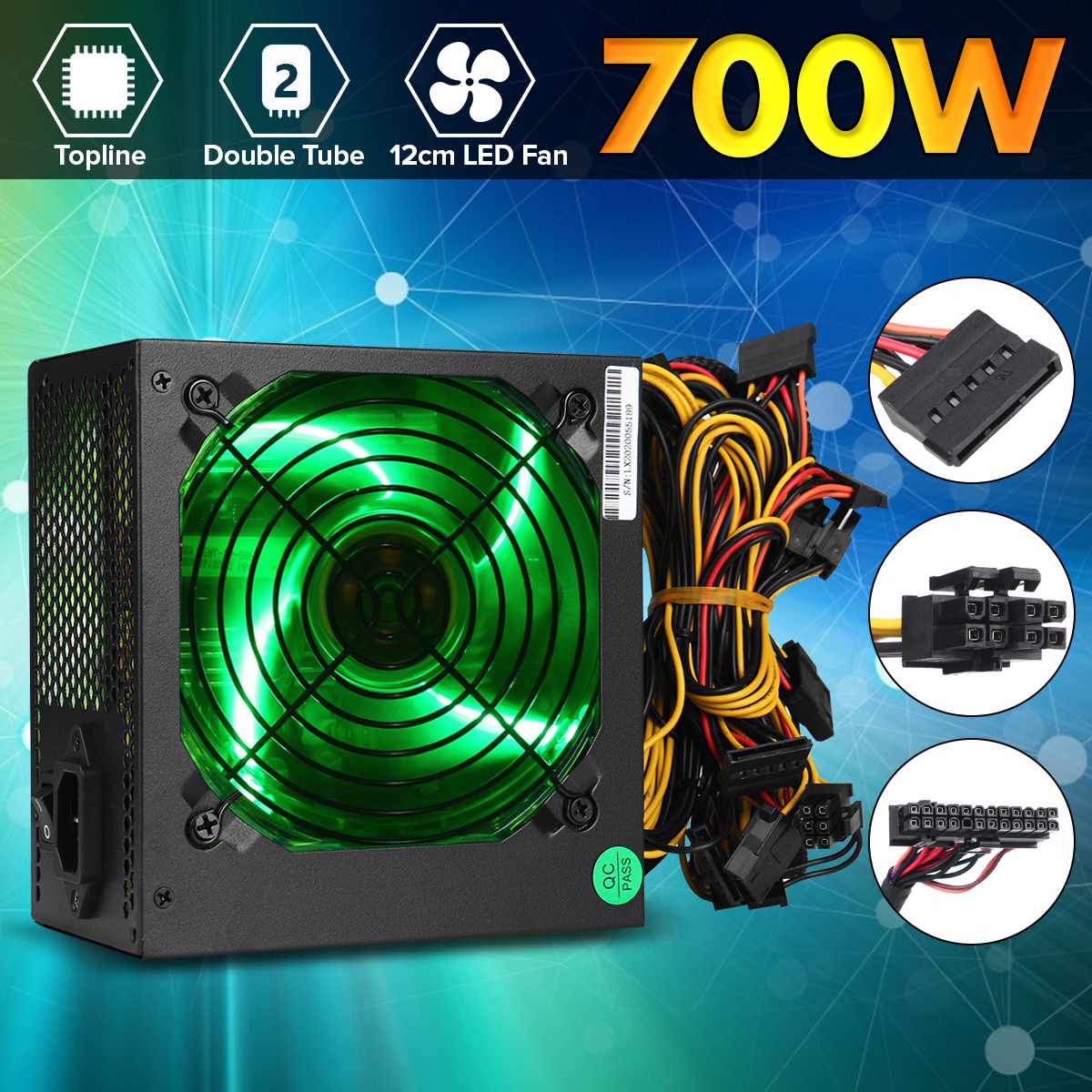 Max 700W Power Supply PC Silent Green Fan ATX 24pi... – Grandado