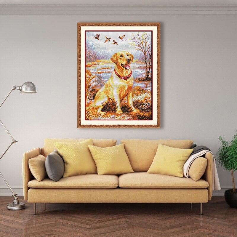 Labrador Retriever Patterns Printed Fabric 14ct 11... – Grandado