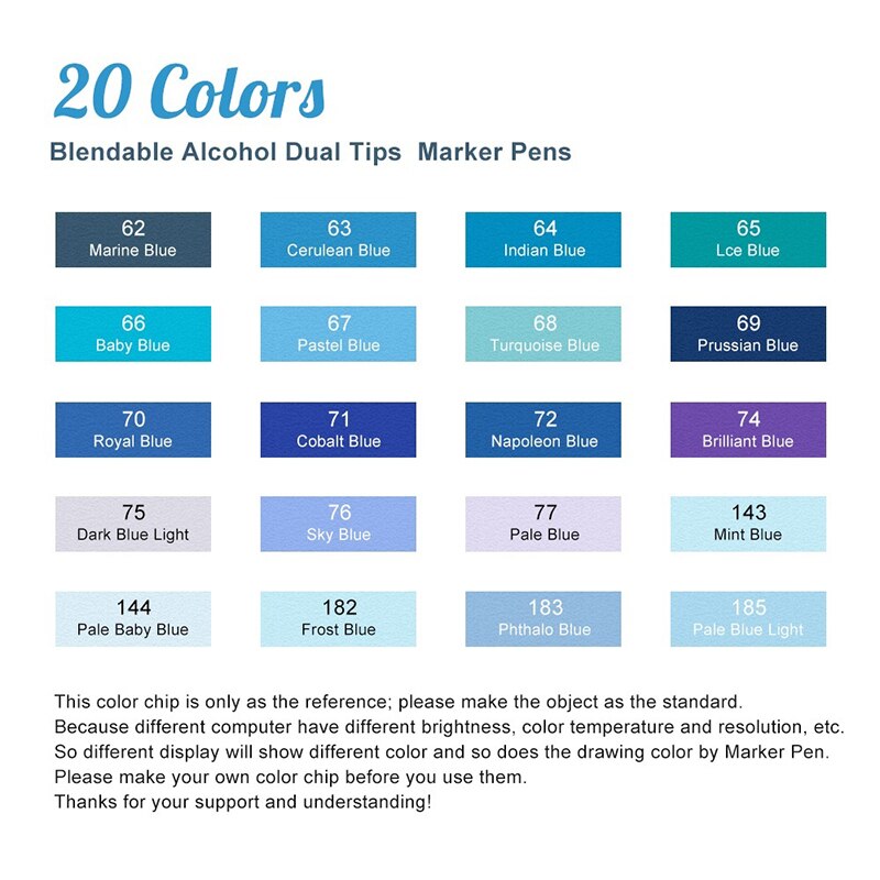 20 Colors Artist Marker Pens Blendable Alcohol Mar... – Grandado