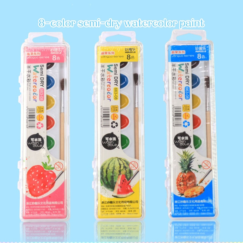 12 Colors Solid Watercolor Paints With Painting Br... – Vicedeal