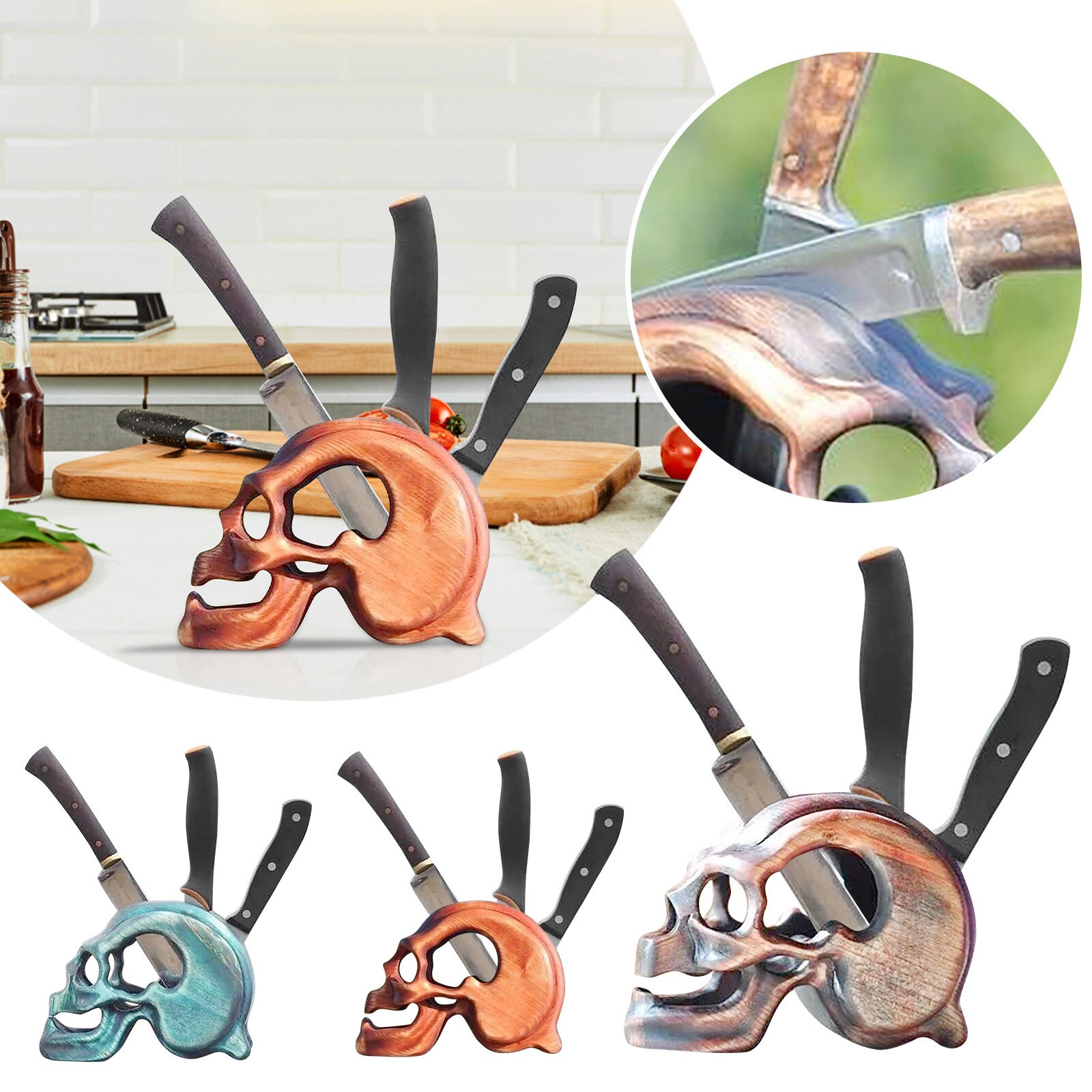 1pc Single Hole Skull Knife Stand For Kitchen Knif... – Grandado