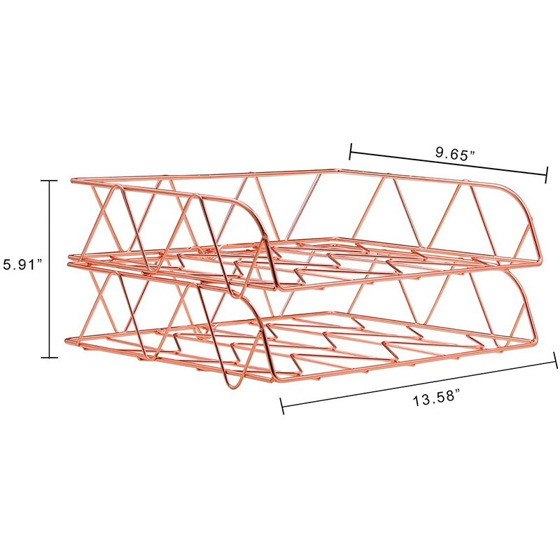 2 Packs Stackable Horizontal Metal File Letter Tra... – Grandado