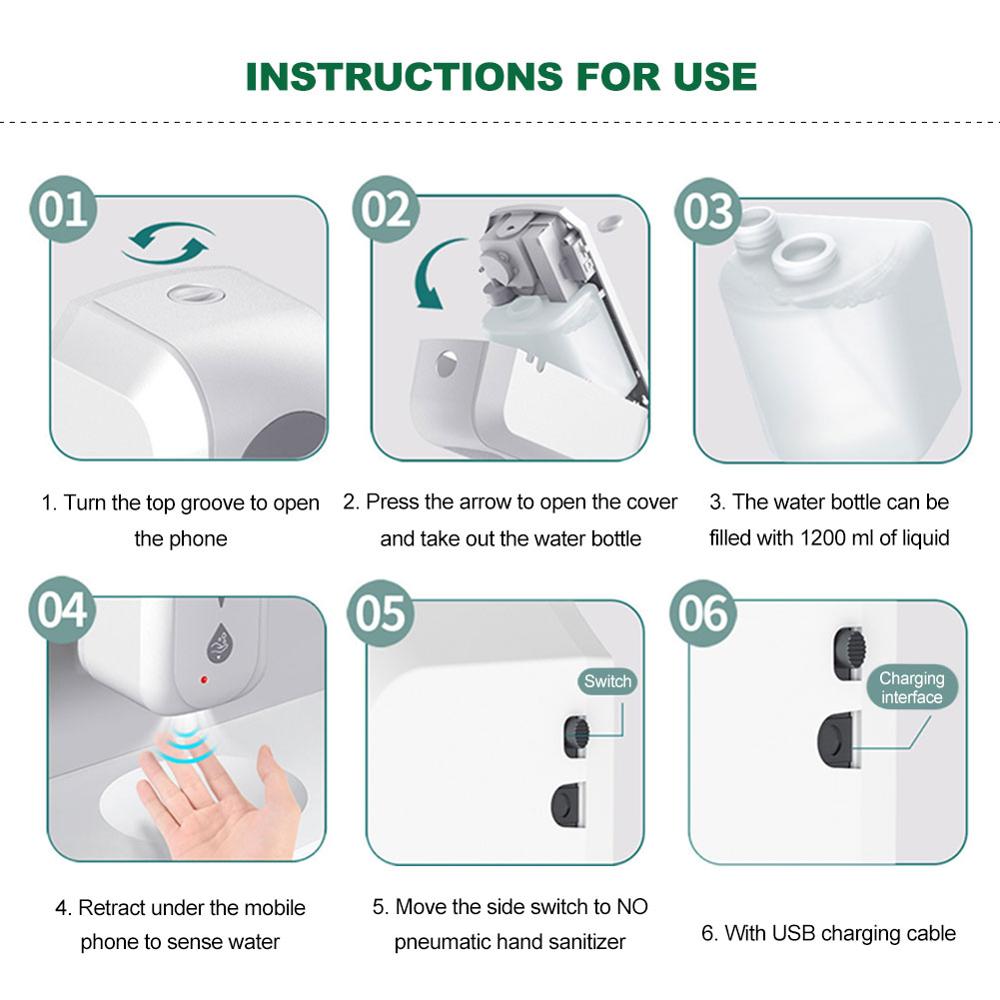 1200ml automatic wall-mounted spray hand sanitizer... – Vicedeal