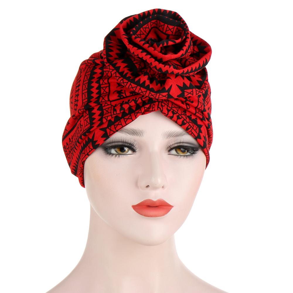 Cashew print headscarf bonnet caps muslim women tu... – Grandado