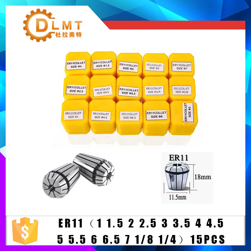 15pcs High Carbon Steel ER11 Spring Collet 1-7mm w... – Vicedeal