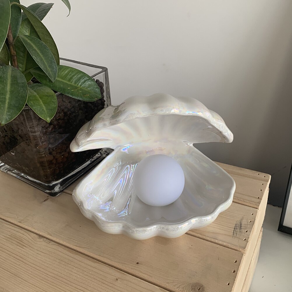 Pink/White Fantasy Decoration Ceramic Shell Lamp P... – Grandado