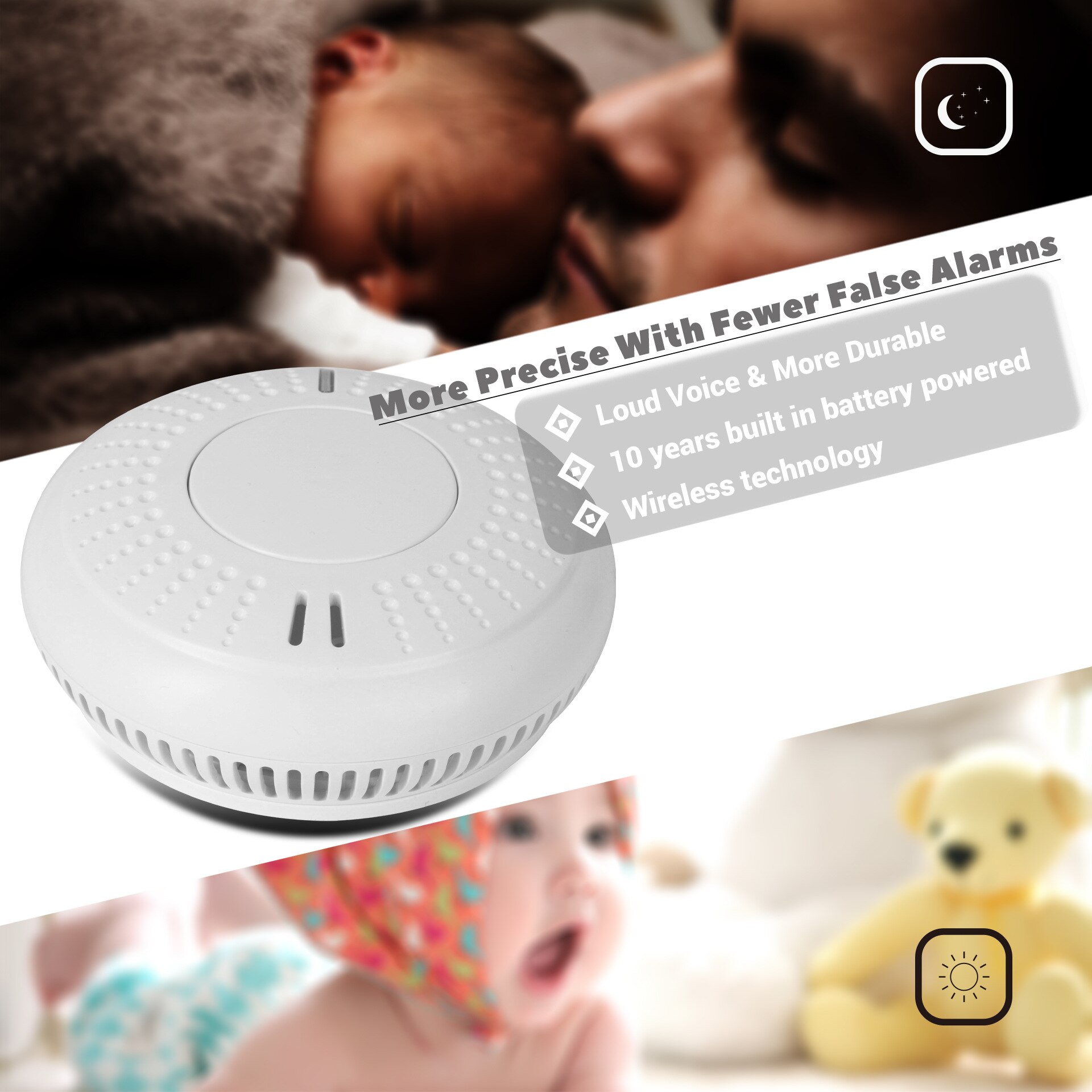 Stand alone photoelectric fire smoke detector 10 y... – Vicedeal