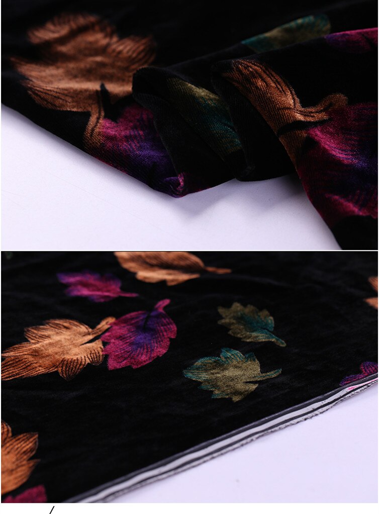 Utskrift siden sammet tyg utskrift guld sammet tyg... – Vicedeal