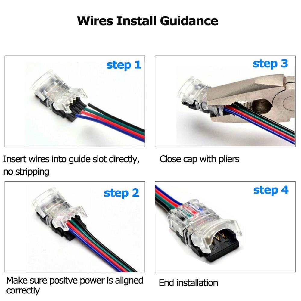 10 Pack 4 Pin LED Connector voor Waterdichte 10mm ... – Grandado