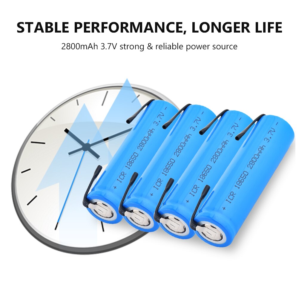 1-10Pcs 3.7v 2800 mah 18650 Lithium Rechargeable B... – Grandado